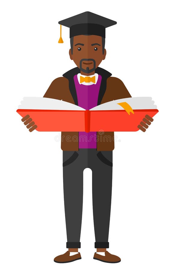 Man in Graduation Cap Holding Book Stock Vector - Illustration of ...