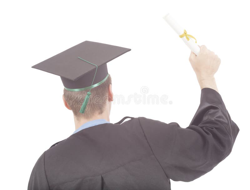 Man with Graduation Cap and Robe Stock Image - Image of isolated ...