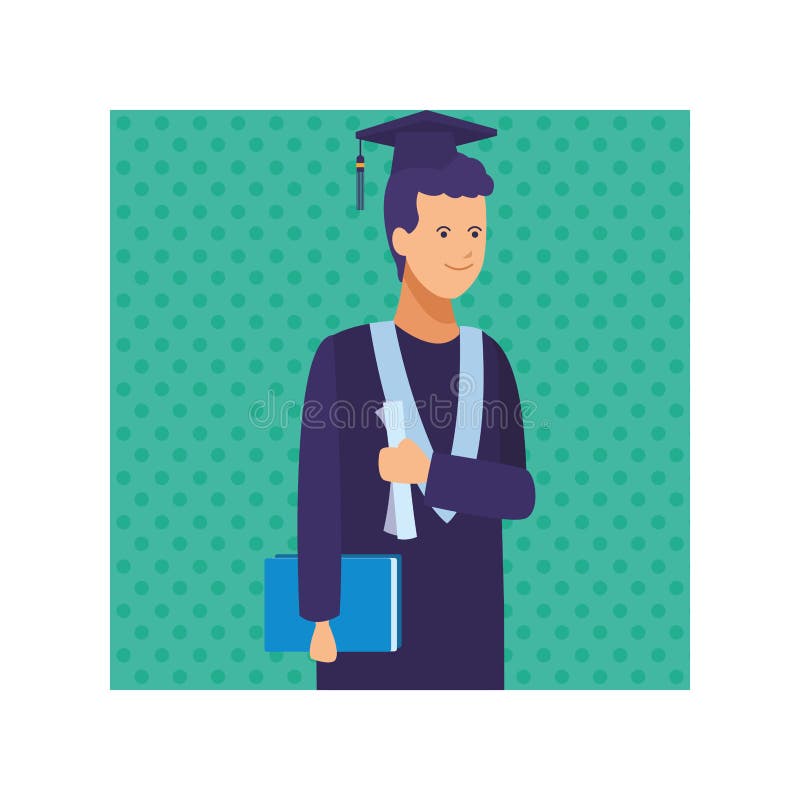 Man Graduation Ceremony Diploma Stock Vector - Illustration of academy ...