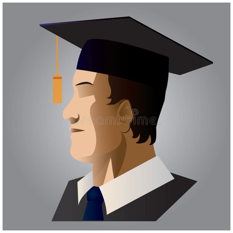 Man with Graduation Hat. Vector Illustration Decorative Background ...