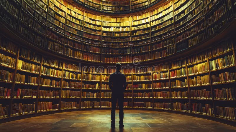 Man Grand Library Towering Bookshelves Stock Photos - Free & Royalty ...