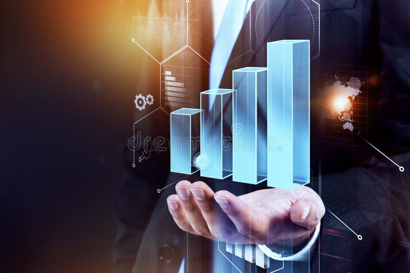 Man with Graph, Infographics Interface Stock Image - Image of digital ...