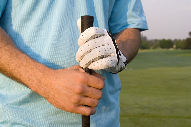 Man Grasping Golf Club - Horizontal Stock Photo - Image of upright ...