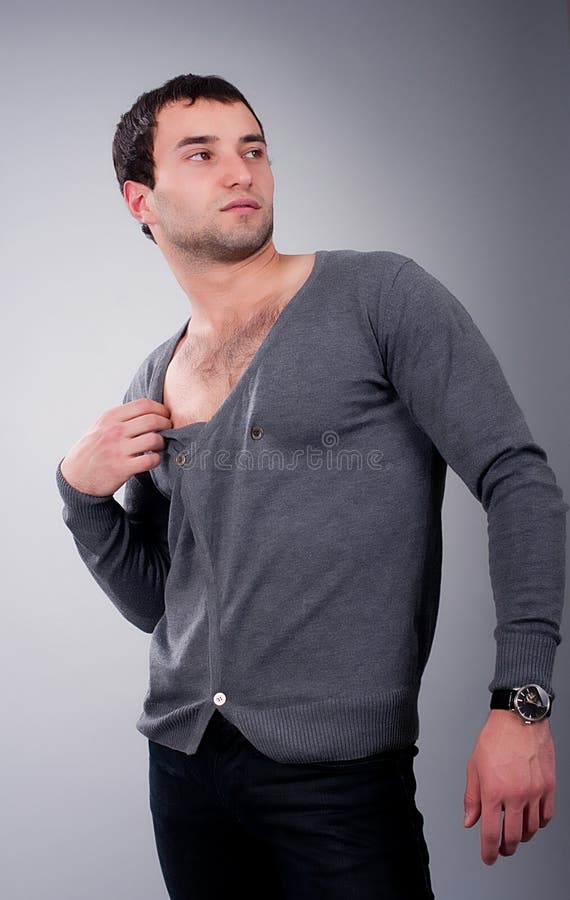 Man on gray background stock photo. Image of background - 24438592