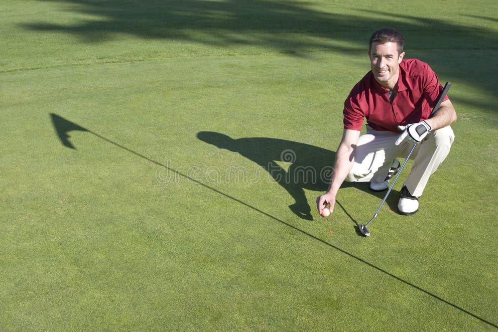 Man on Green of Golf Course - Horizontal Stock Image - Image of adult ...