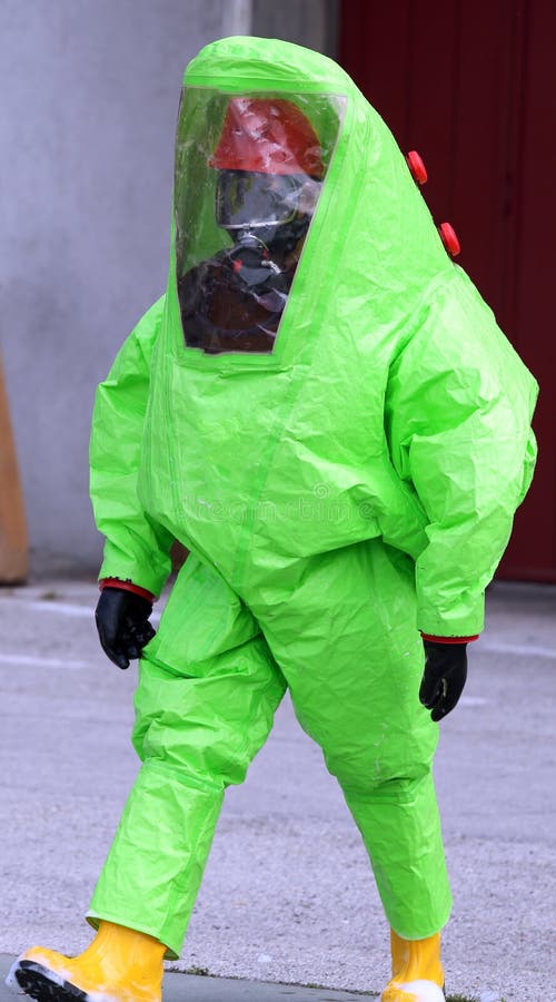 Man with Green Protective Suit Stock Image - Image of asbestosis ...