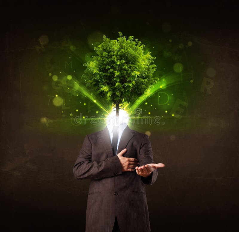 Man with a Tree on the Head Stock Image - Image of trunk, plant: 103075907