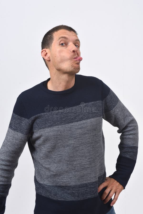 Man Grimacing on White Background Stock Photo - Image of background ...