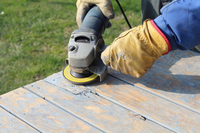 Man with Grinder stock image. Image of clean, hands, door - 51458211