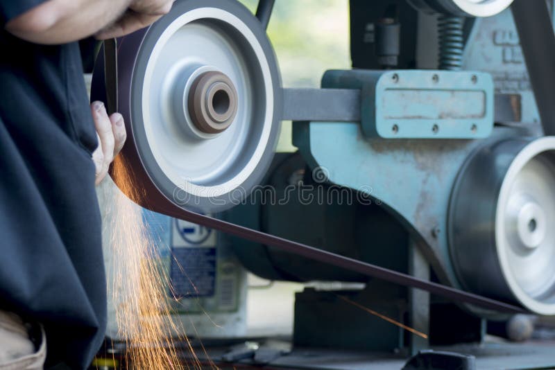 Grinding an Old Knife with Rotary Grindstone Stock Photo - Image of ...