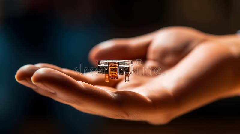 Man Gripping Microchip, AI Technology Future Stock Illustration ...