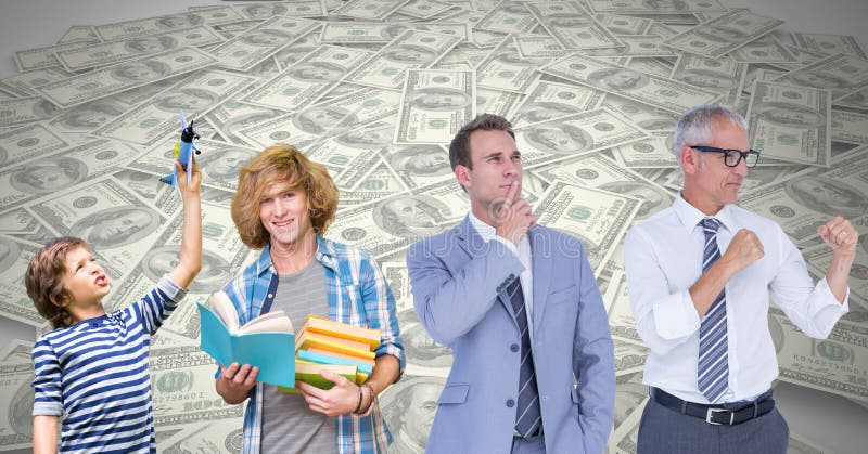 Man Growing Up at Different Age Stages of Life with Money Stock Photo ...