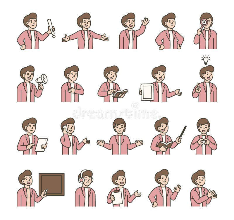 Man guide character set stock illustration. Illustration of direction ...