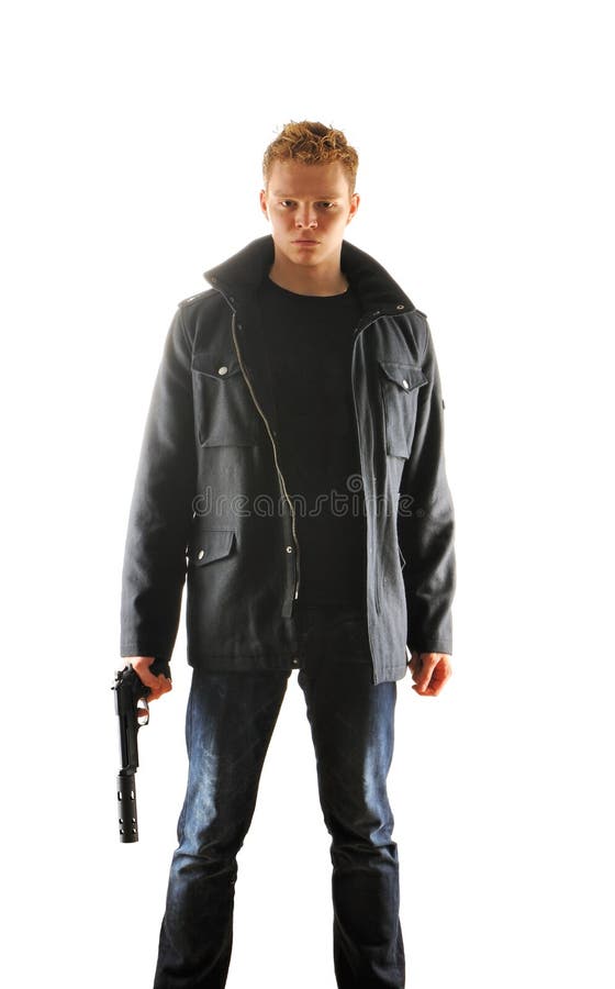 Man with gun stock image. Image of hitman, handgun, gangster - 19455151