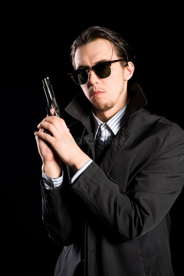 Man with a gun stock image. Image of hold, black, activity - 24096779