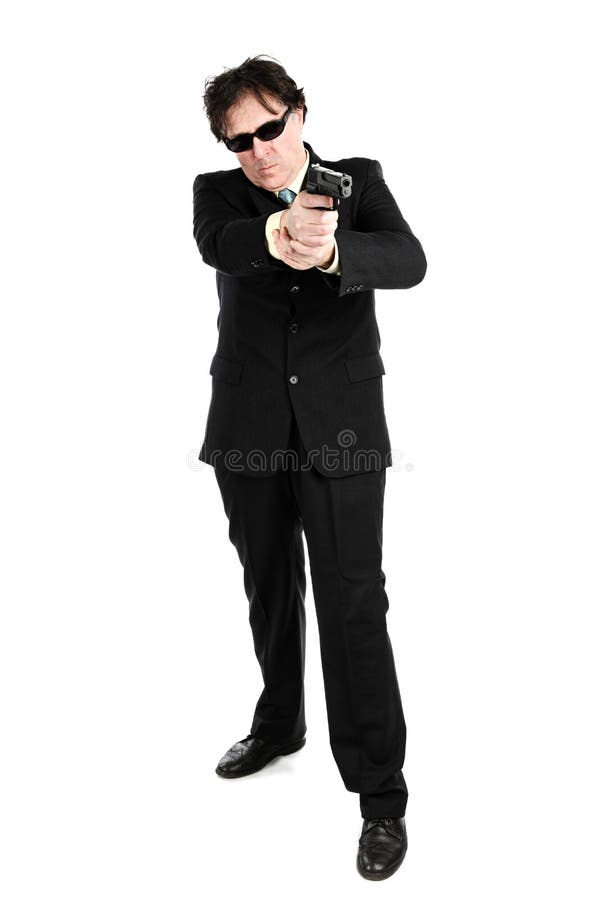 Secret Agent Pose stock image. Image of male, hair, draw - 14913839