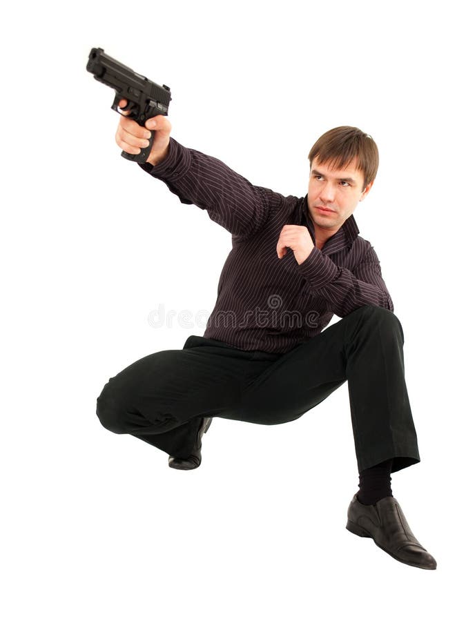 Man with a gun stock photo. Image of human, firearm, handsome - 9033658