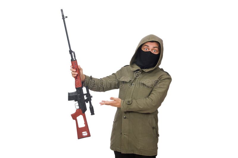 Confused Man With Gun stock image. Image of desert, trigger - 5277899