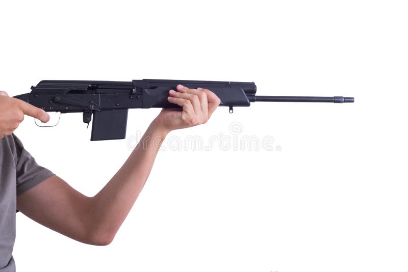 White Man with a Gun Barrel Facing Forward Stock Illustration ...