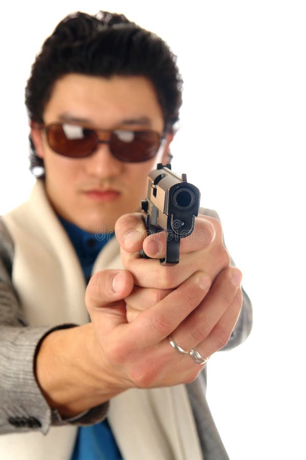 Man with gun portrait stock image. Image of angry, banger - 13722873
