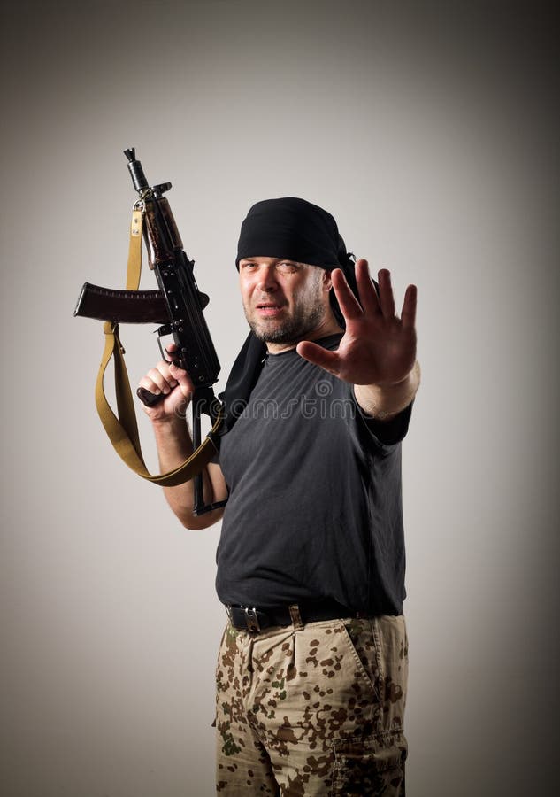Man with gun stock photo. Image of firefight, enemy, armed - 24565528