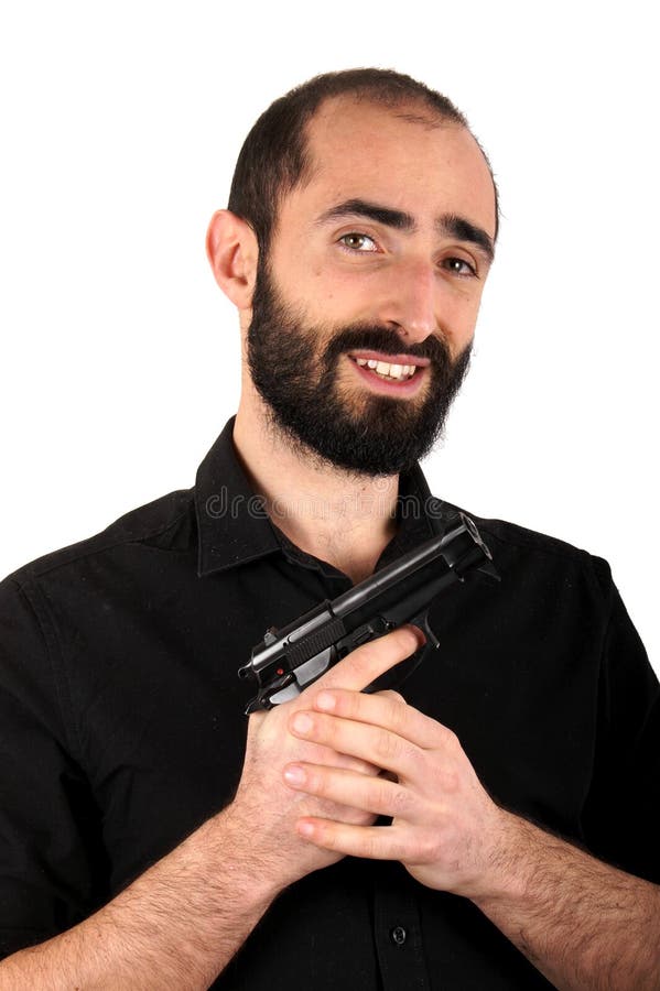 Man with gun stock photo. Image of isolated, shot, policeman - 51687452