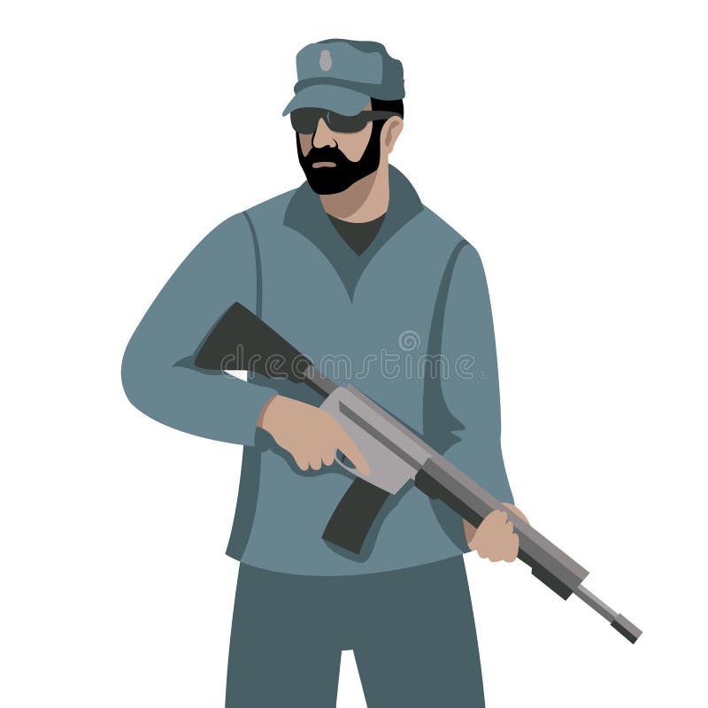 A Man with a Gun Vector Illustration Flat Style Front Stock Vector ...