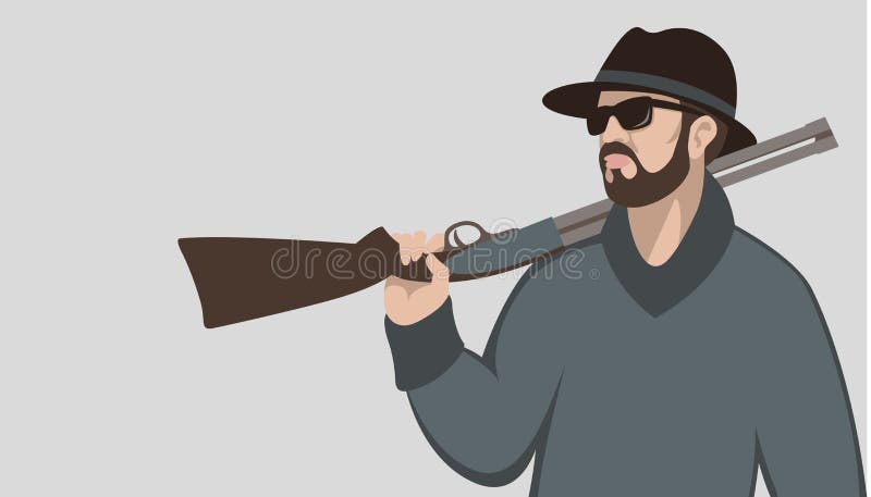 Man with a Gun Vector Illustration Flat Style Profile Stock Vector ...