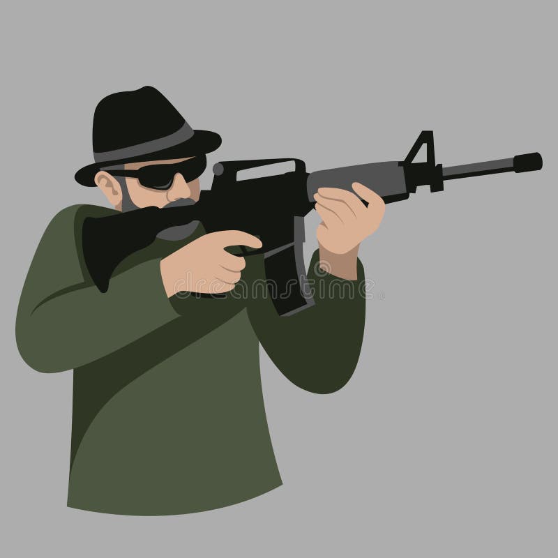 A Man with a Gun Vector Illustration Flat Style Profile Stock Vector ...