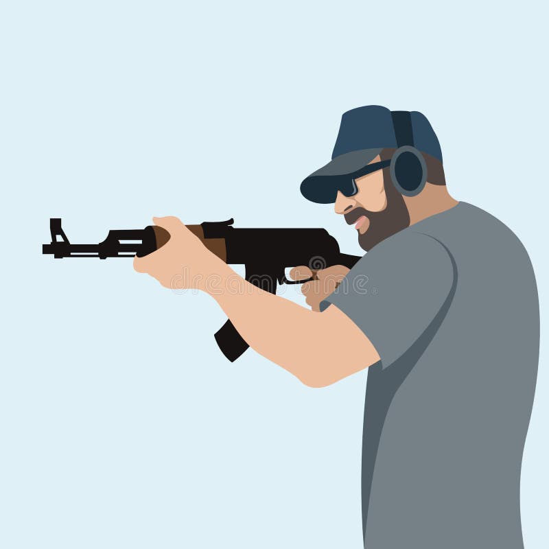 A Man with a Gun Vector Illustration Flat Style Profile Stock Vector ...