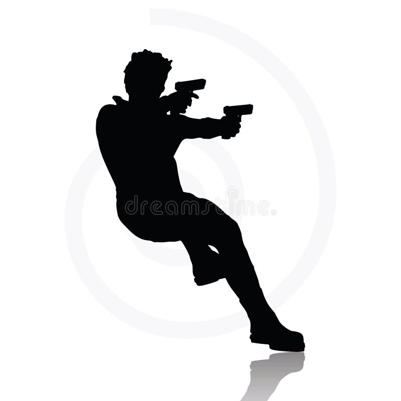 Silhouette Man Spy Holding Gun Stock Illustrations – 61 Silhouette Man ...