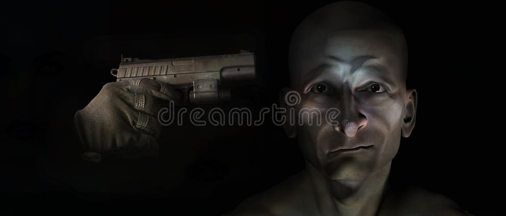 Man at gunpoint stock illustration. Illustration of expression - 3473889