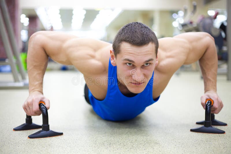 Man in gym stock photo. Image of metal, activity, dumbbell - 43624978
