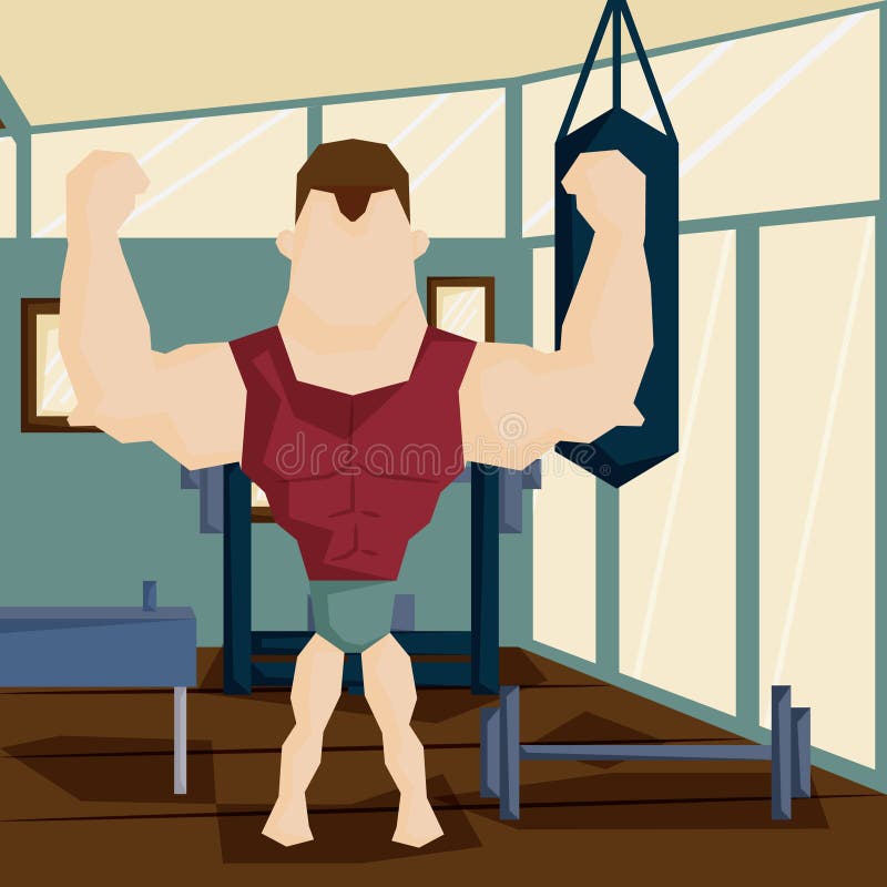 Man in Gym. Vector Illustration Decorative Design Stock Vector ...