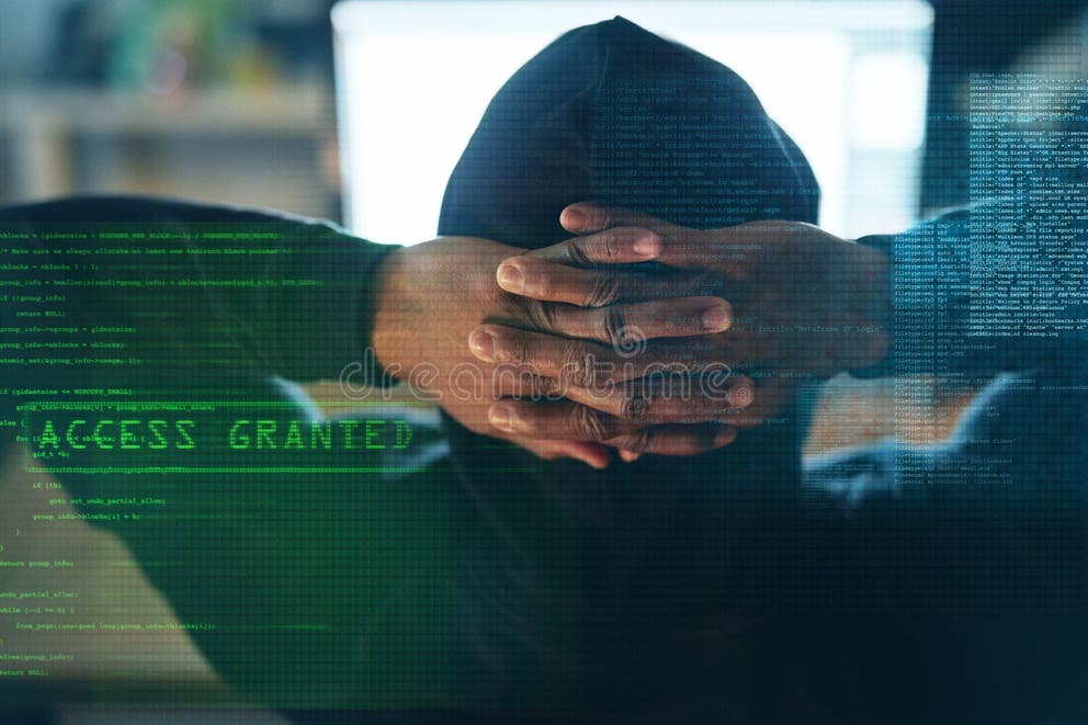 Man, Hacker and Code on Computer at Night for Spy, Success Information ...