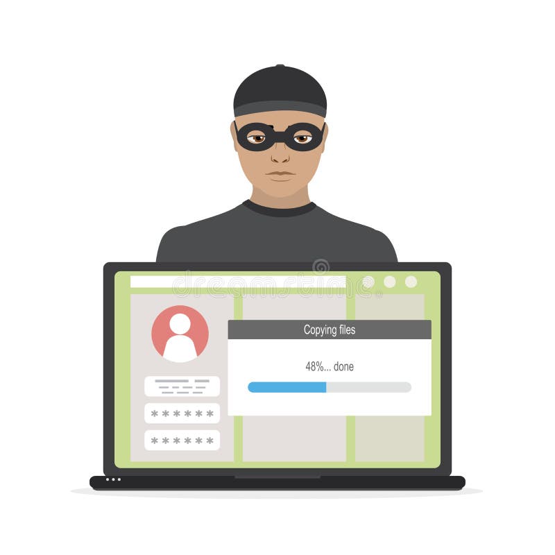 Man Hacker in Mask Steals Passwords and Information. Spamming, Virus ...