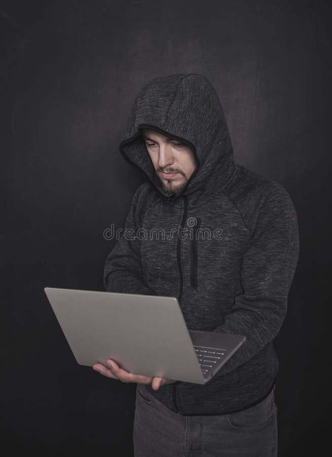 Hacker Programmer Using Computer Stock Image - Image of internet ...