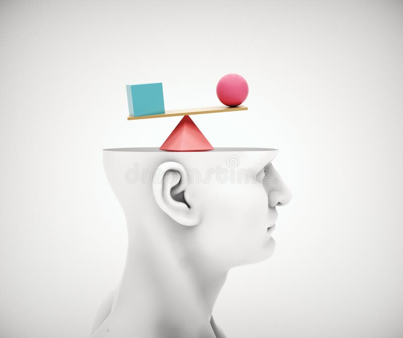 Man with Half Head and Geometric Shapes in Balance Inside Stock ...