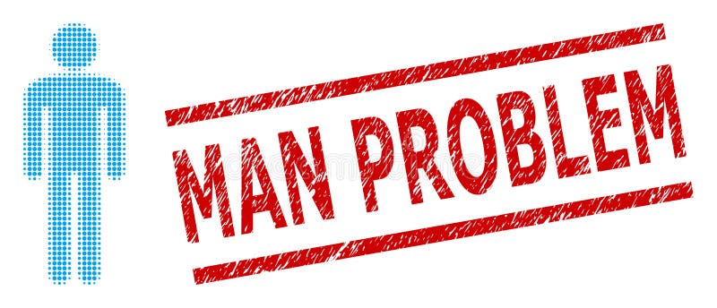 Scratched Man Problem Stamp and Halftone Dotted Man Stock Vector ...