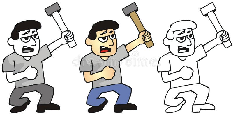 Man with a hammer stock vector. Illustration of carpenter - 4397734