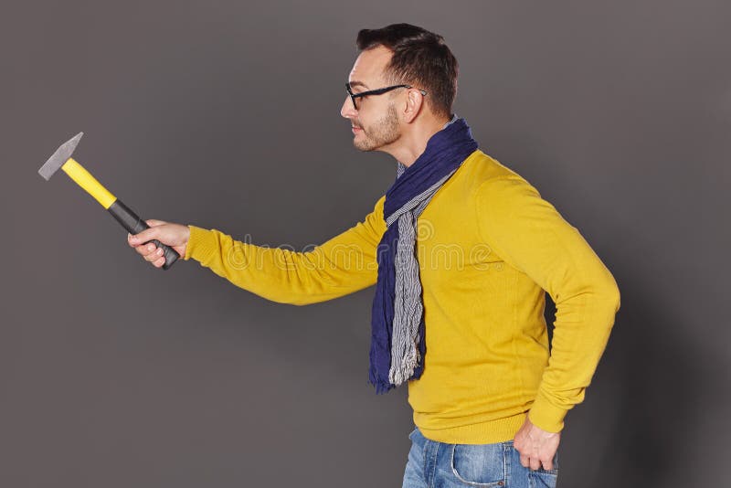 Man with hammer stock image. Image of build, male, carpenter - 53652305