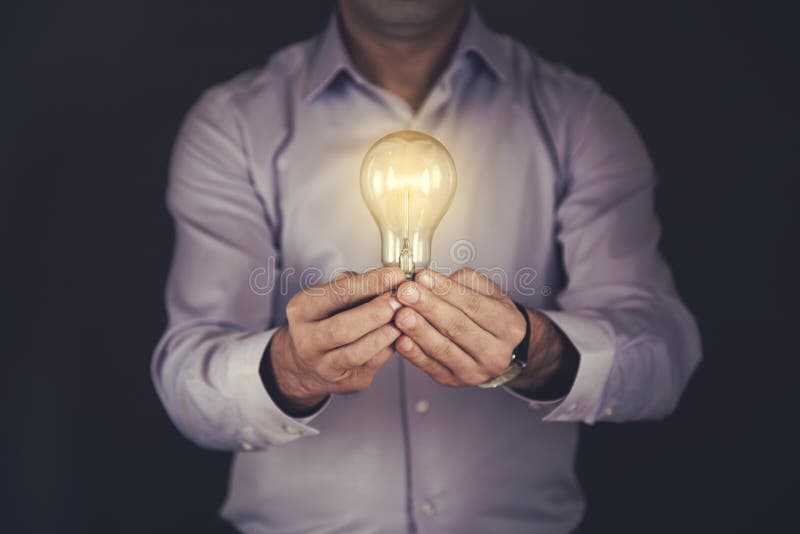 Man hand bulb stock image. Image of digital, business - 137958377
