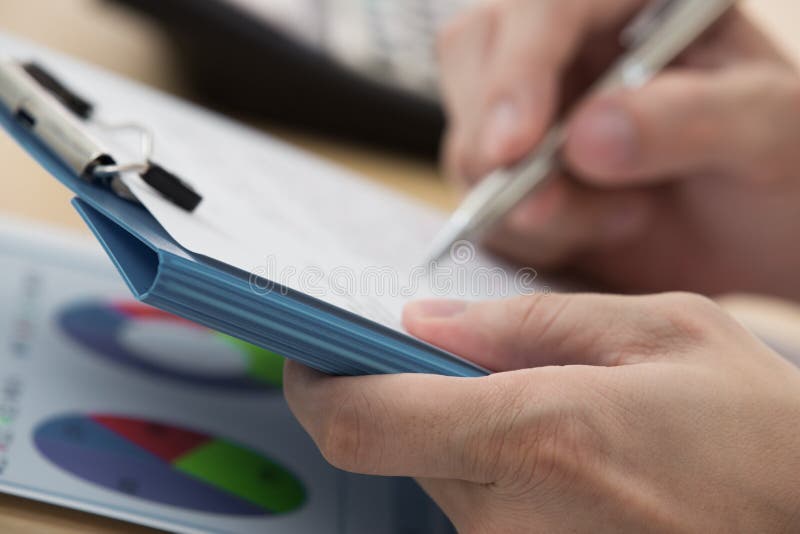Man Hand with Business Report Stock Image - Image of bookkeeping ...