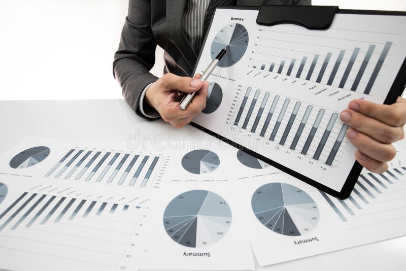 Man Hand with Business Report Stock Photo - Image of busy ...