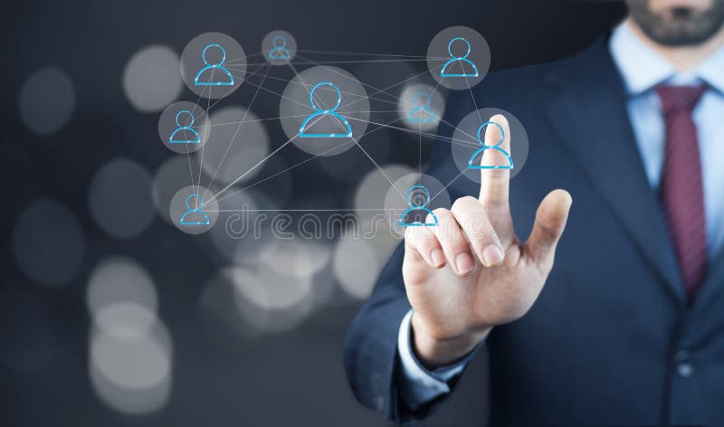 Hand of Businessman Pressing Virtual Button Stock Image - Image of ...