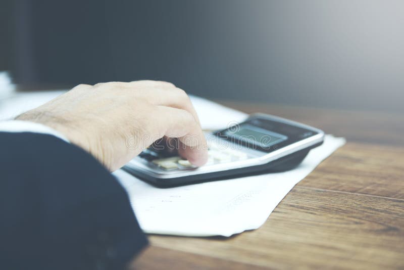 Man Hand Calculator Analysis Business Accounting Stock Photo - Image of ...