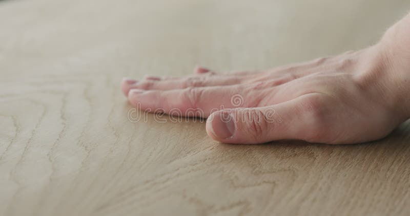 Man Hand Check Quality of Oak Wood Surface Stock Photo - Image of check ...