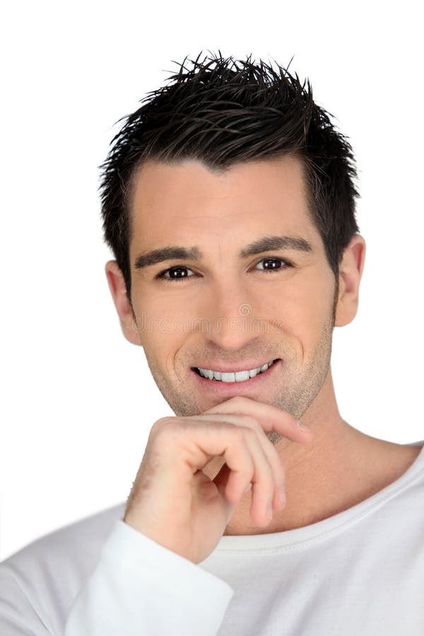 Man with hand on chin stock image. Image of lifestyle - 35389031