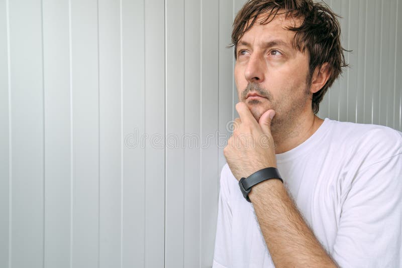 Man Hand Chin Thinking Deep Thoughts Back Man Stock Photos - Free ...