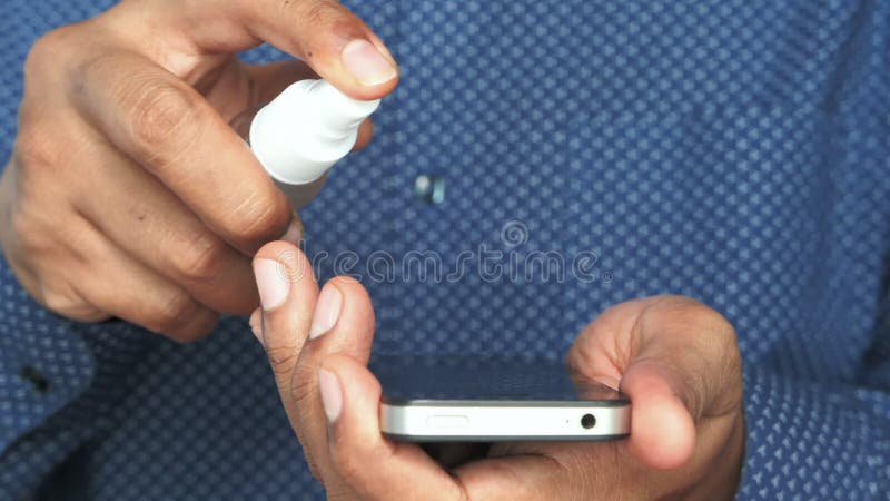 Man Hand Cleaning Mobile Phone Display. Stock Video - Video of device ...